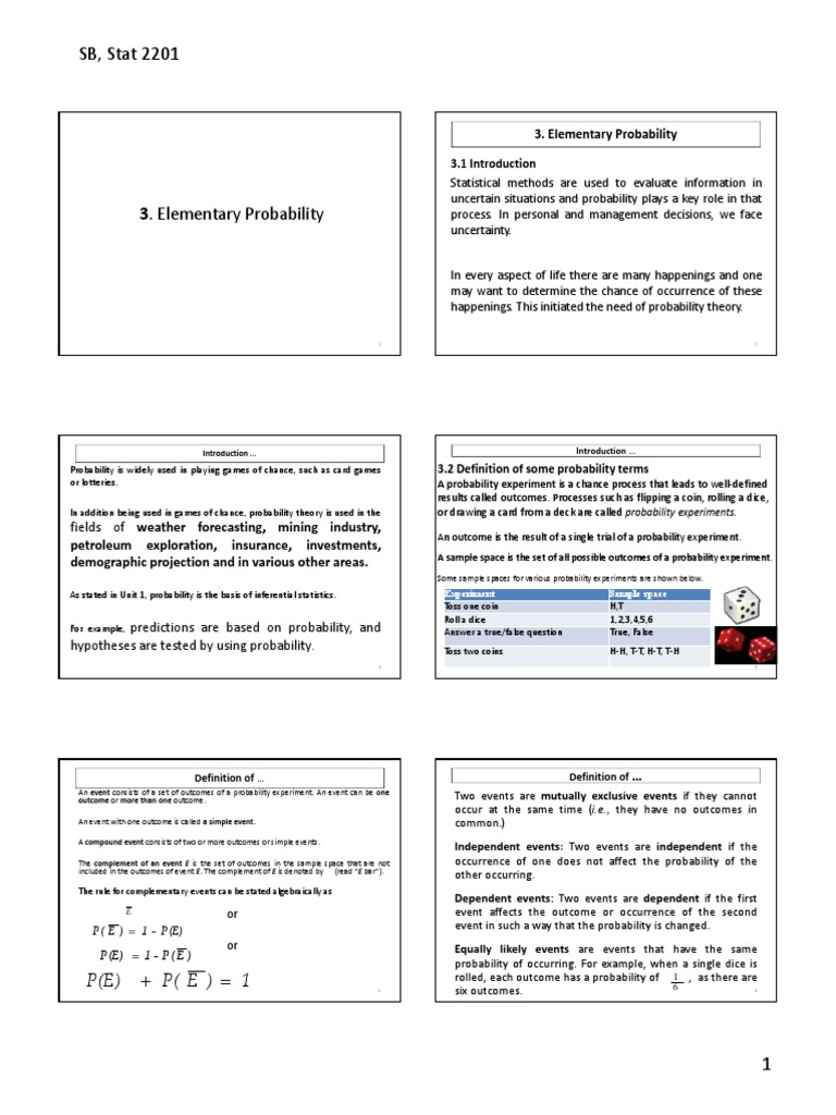 3 Elementary Probability | PDF | Probability | Statistics 3 Elementary Probability | PDF | Probability | Statistics