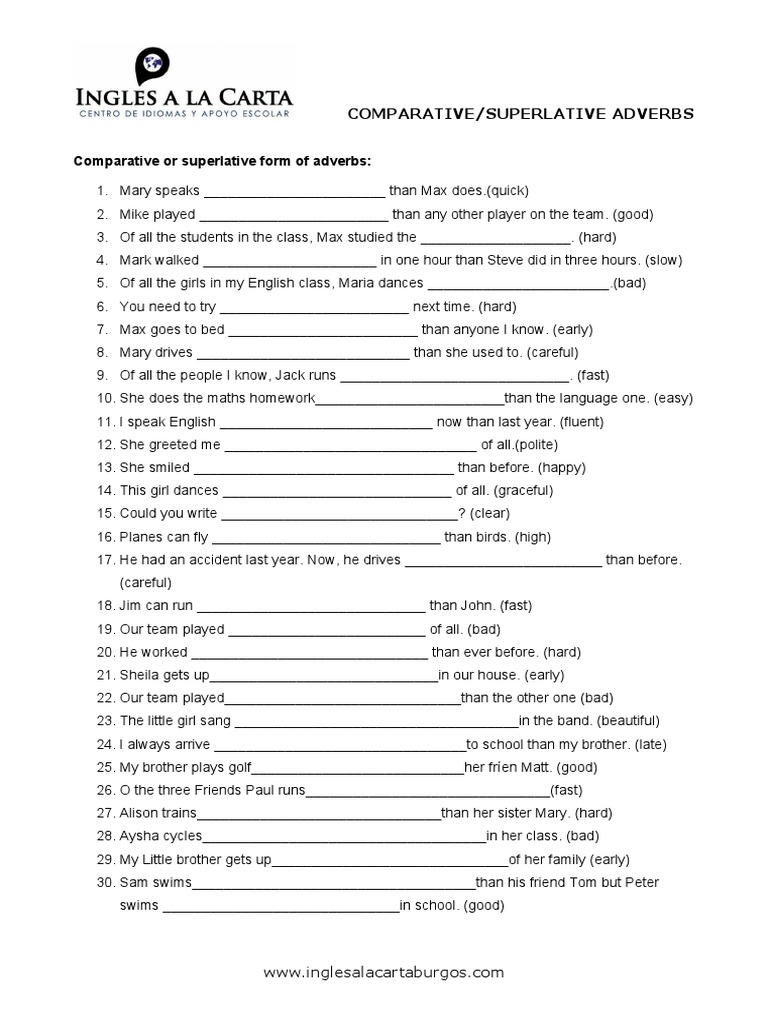 Comparative Superlative Adverbs | PDF
