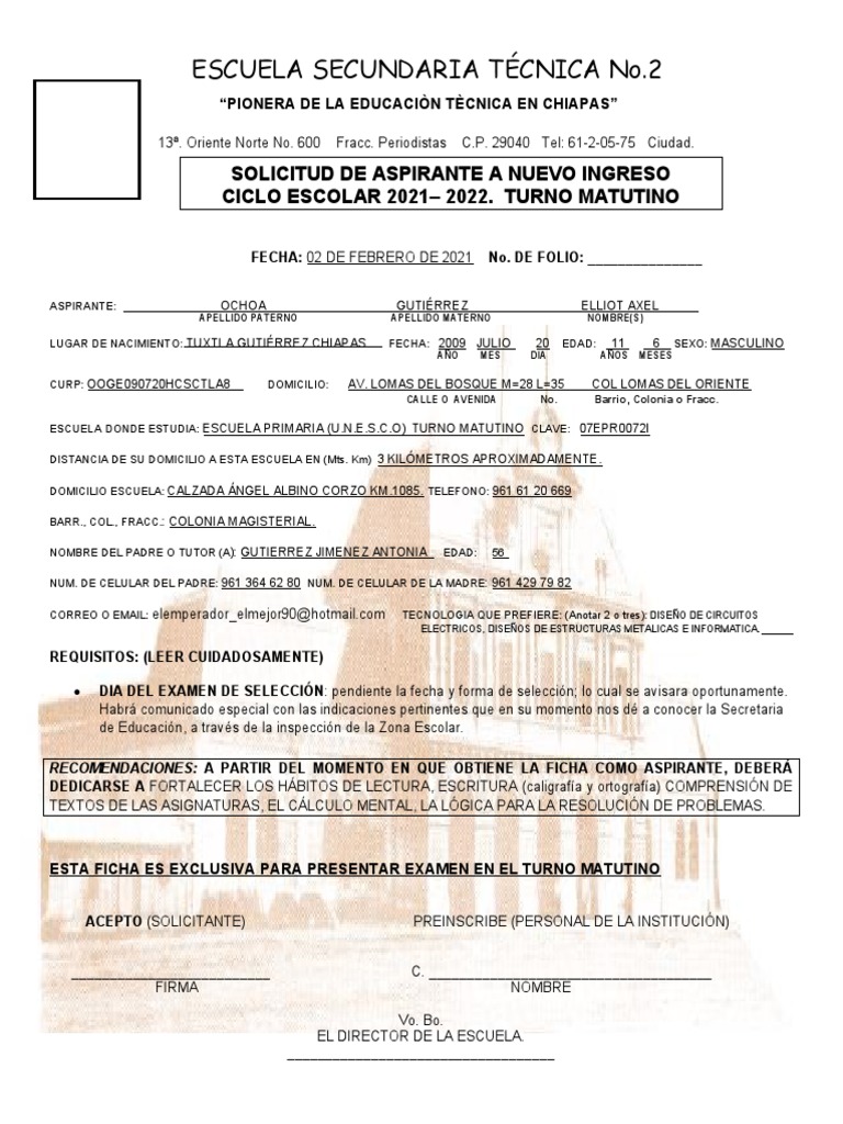 ESCUELA SECUNDARIA TÉCNICA No2 HSH ESA | PDF