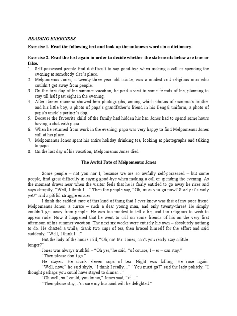 Reading Exercises | PDF