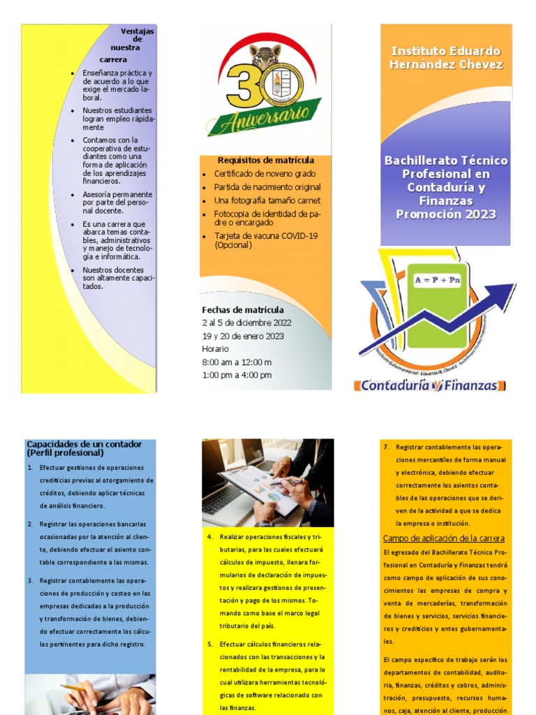 Trifolio Promocion Contaduria y Finanzas 2022 CHEVEZ | PDF ...