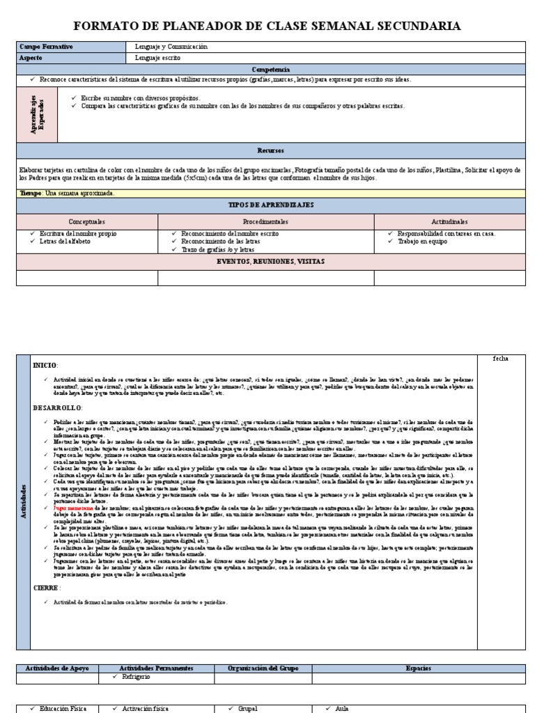 02) Modelo Planeador de Clase Bachillerato | PDF