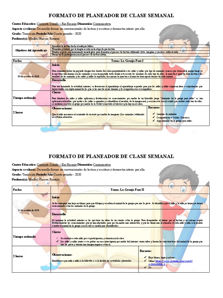00) Modelo Planeador de Clase Preescolar | PDF