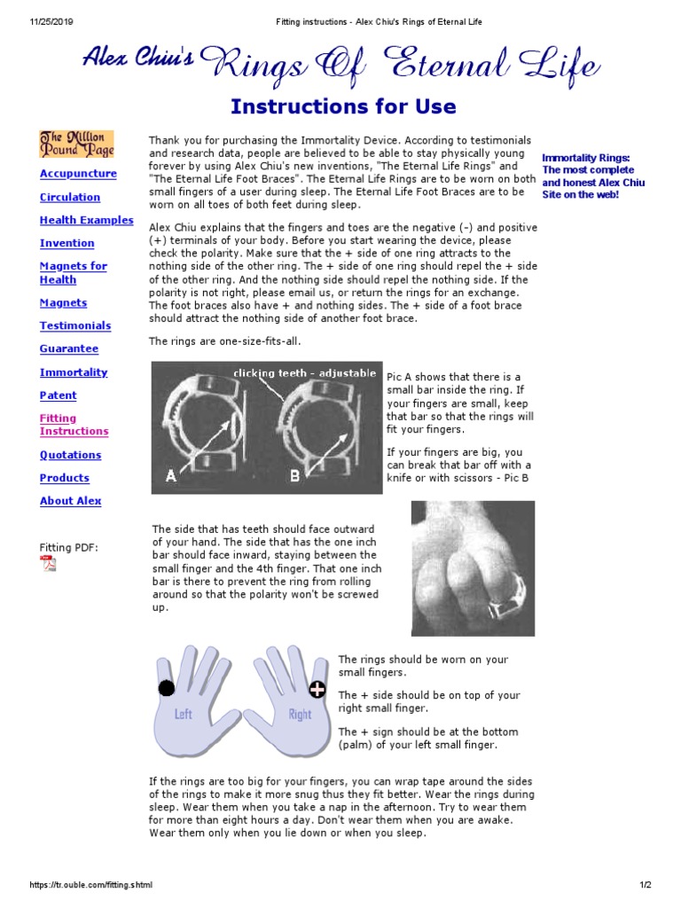 Fitting Instructions - Alex Chiu's Rings of Eternal Life | PDF ...