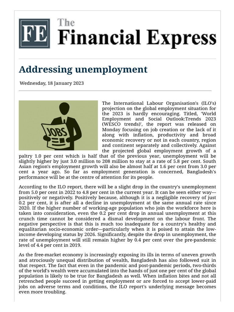 Addressing Unemployment | PDF | Unemployment | Employment