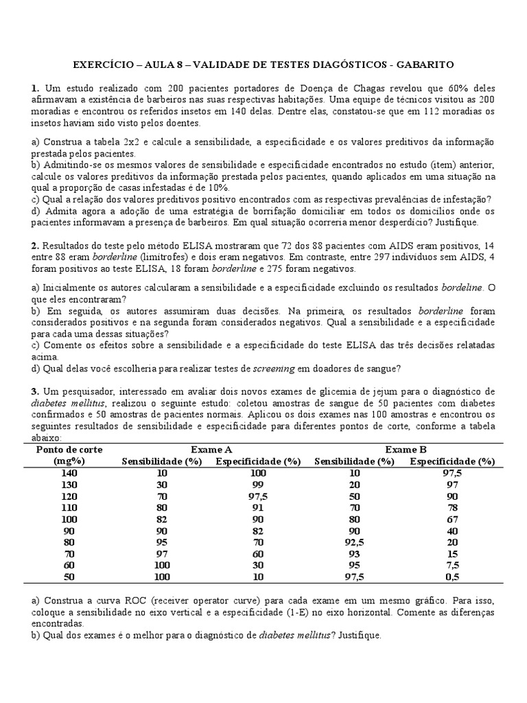 Validade de Testes Diagnósticos para HIV | PDF | Características ...