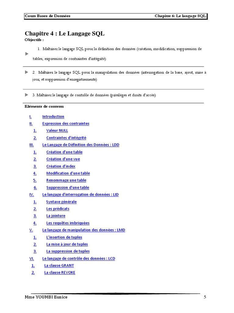 Chapitre 6 Le-Langage-Sql | PDF | SQL | Sciences de l'information