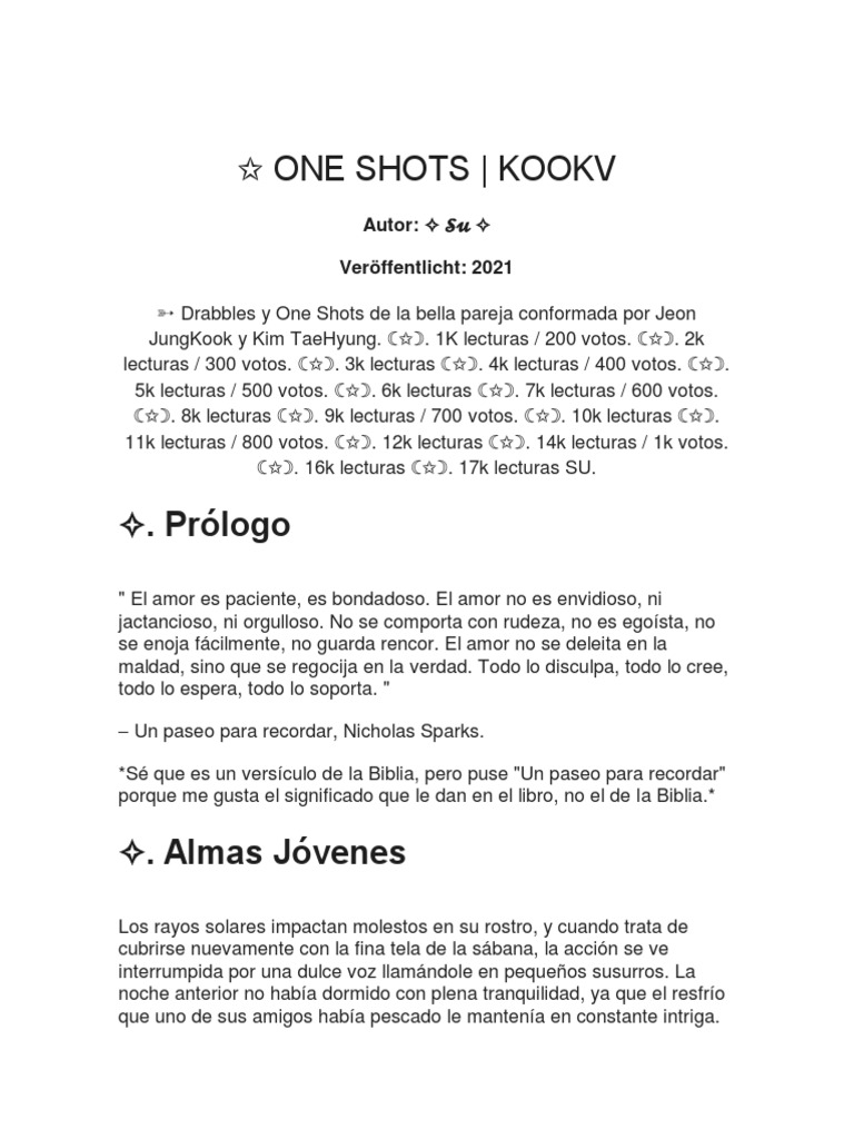 One Shots Kookv | PDF | Amor