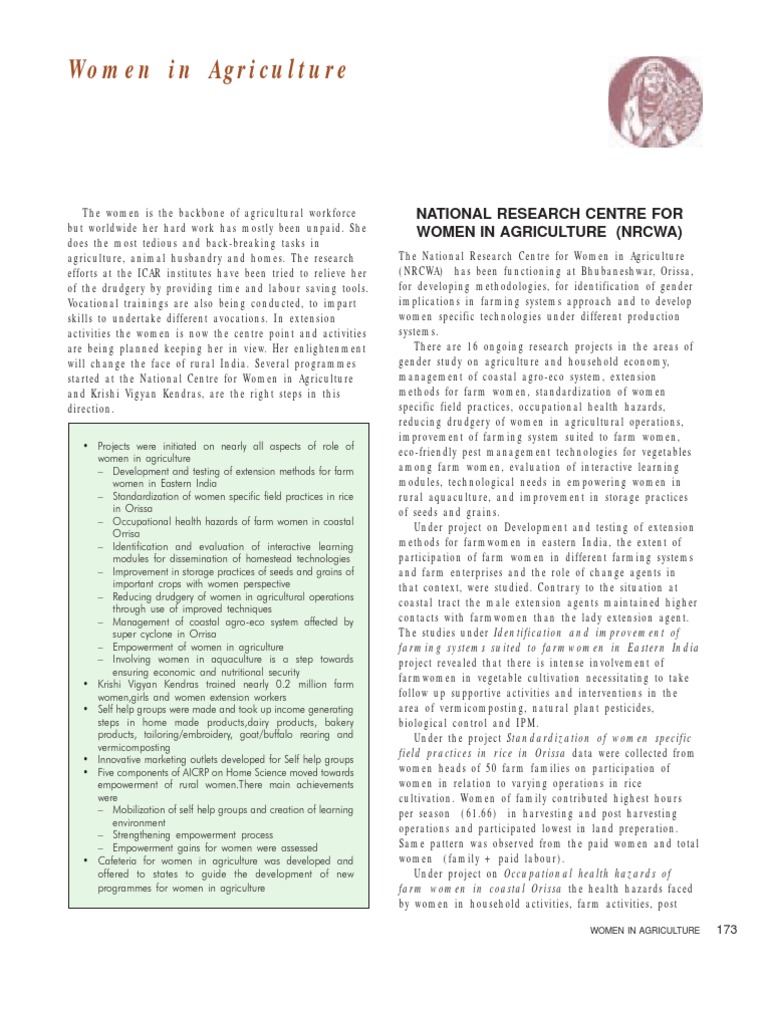 12-Women in Agriculture | PDF | Empowerment | Rice