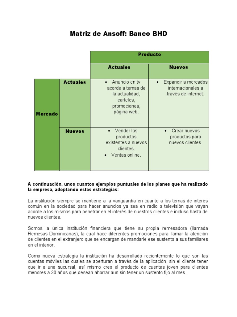Matriz de Ansoff | PDF