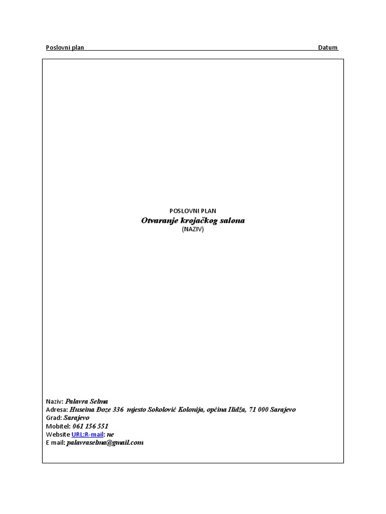 Poslovni Plan | PDF