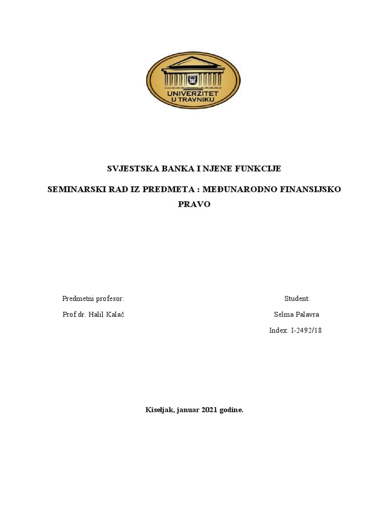 Svjetska Banka I Njene Funkcije | PDF