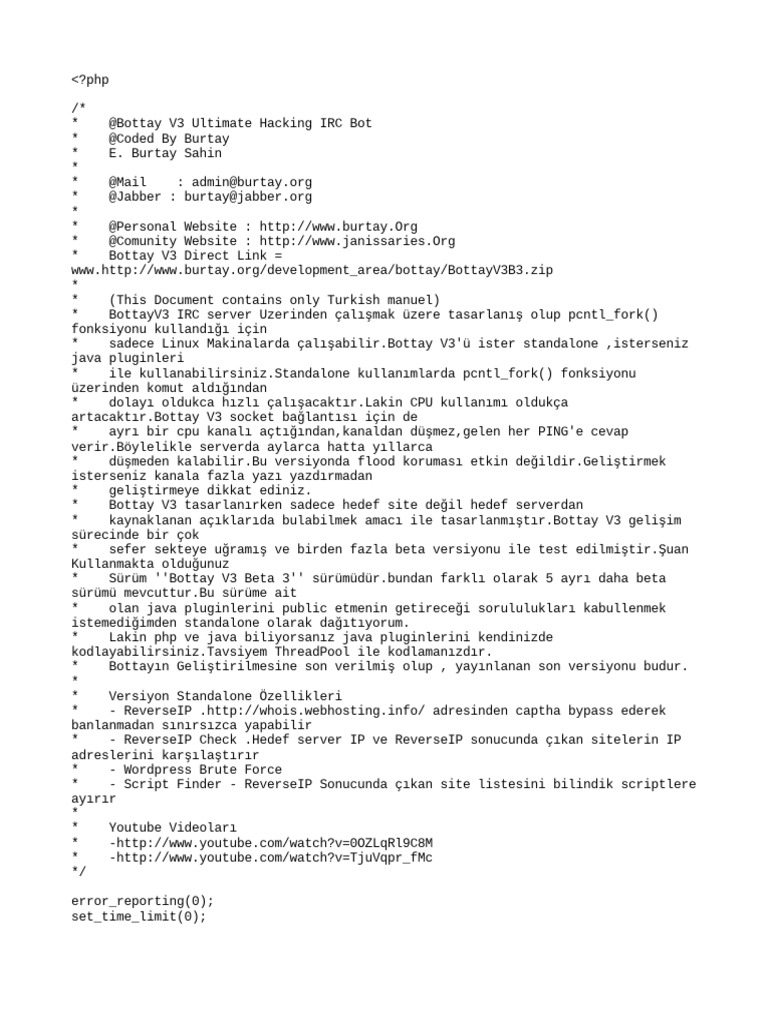 Bottay V3 Ultimate Hacking IRC Bot | PDF