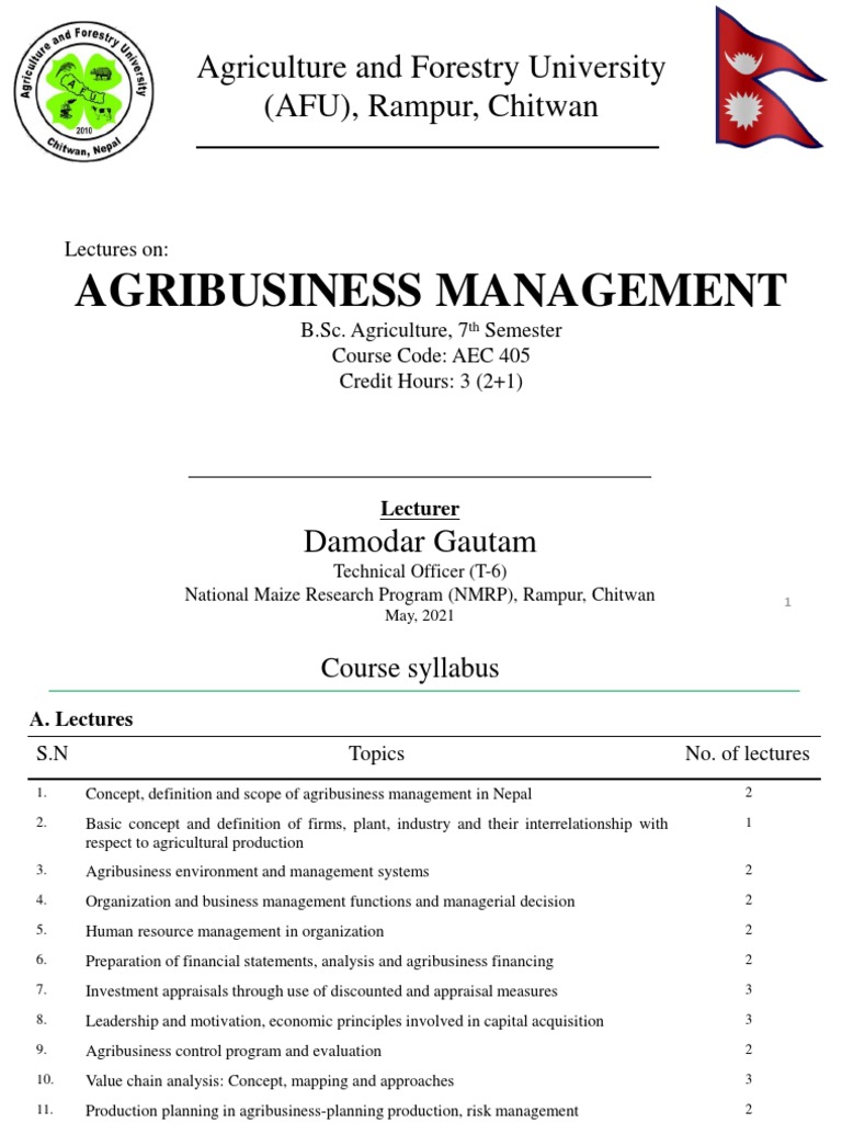 Agribusiness Management Damodar | PDF | Organizational Structure ...