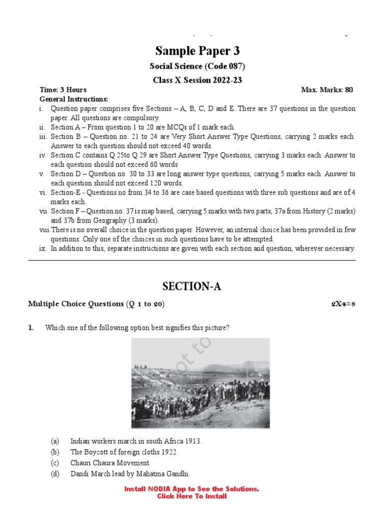 SST Sample Paper 3 Unsolved | PDF
