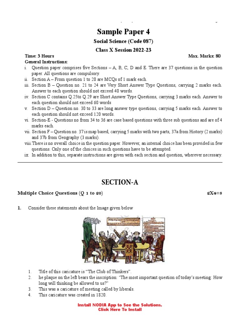 CBSE Class 10 Social Science Sample Paper | PDF | Agriculture | Banks