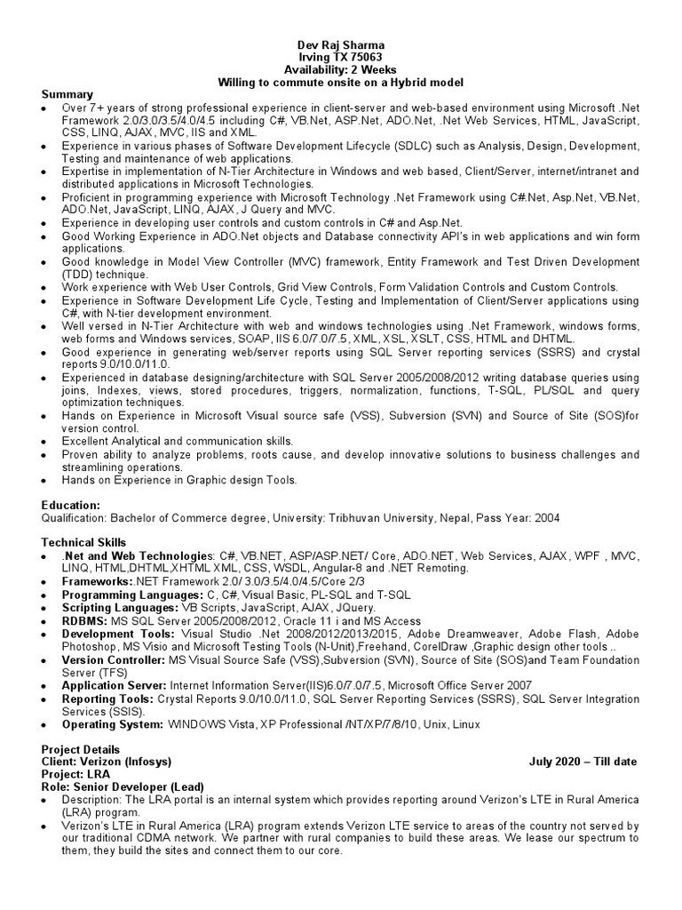 Dev Raj Sharma | PDF | Microsoft Sql Server | World Wide Web