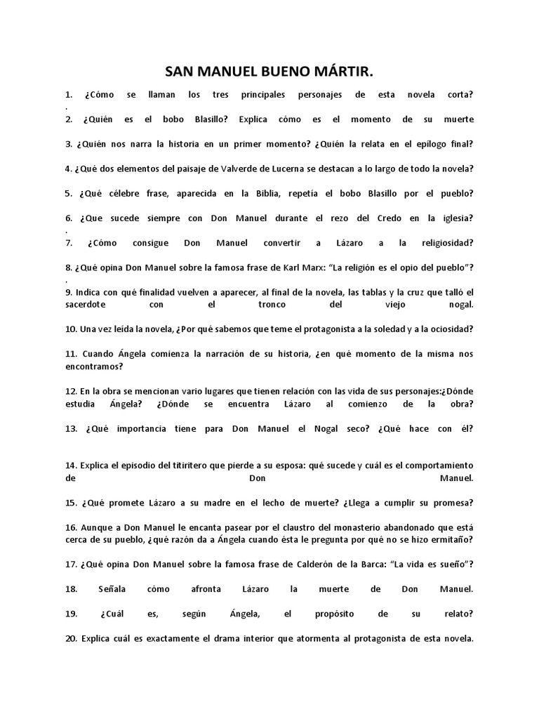Trabajo San Manuel Bueno Mártir | PDF
