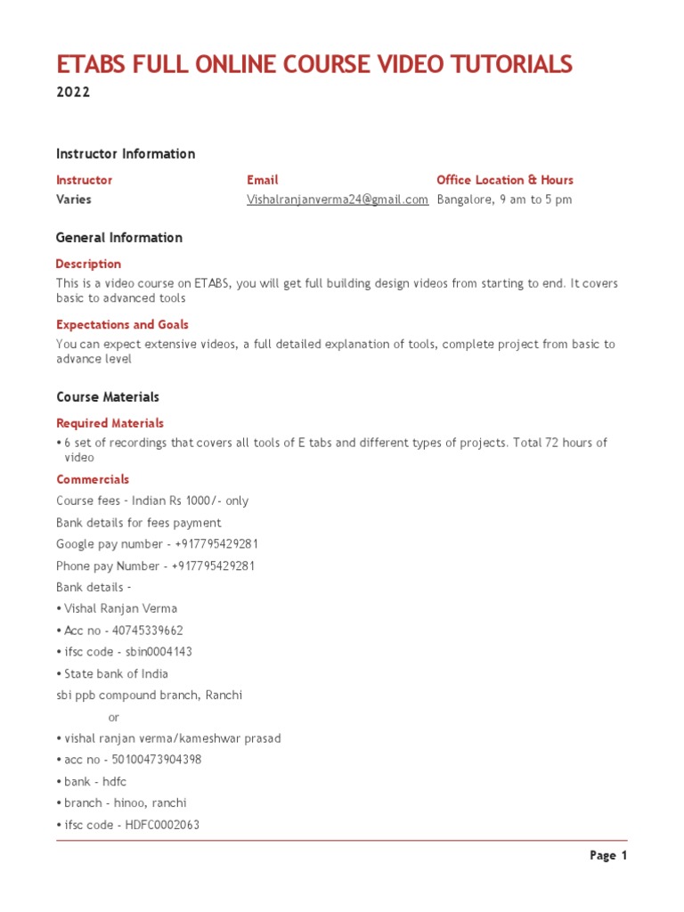Etabs Full Online Course Video Tutorials 2 2 | PDF | Structural Analysis | Structural Engineering
