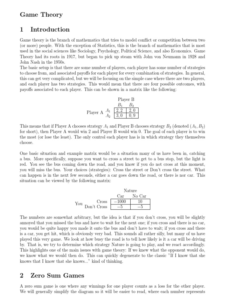 Game Theory | PDF | Mathematical And Quantitative Methods (Economics ...