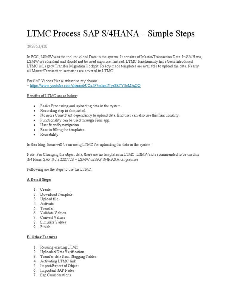 LTMC Process SAP S | PDF