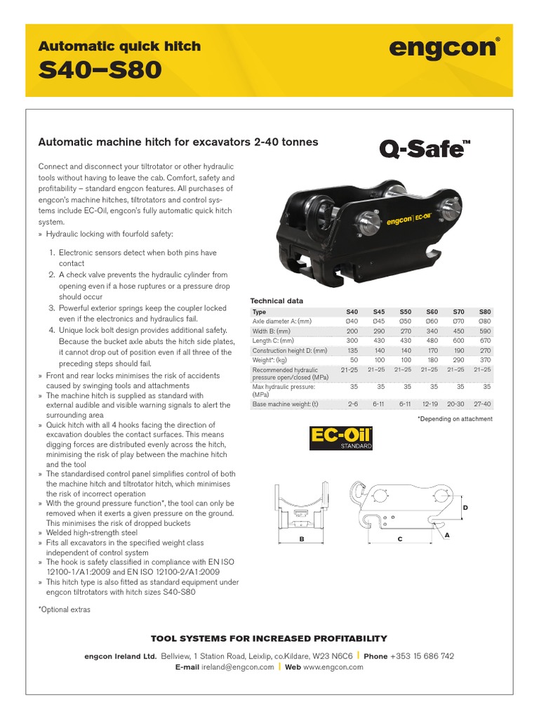 Engcon Automatic-quick-hitch-QSafe-EC-oil-IE | PDF | Manufactured Goods ...