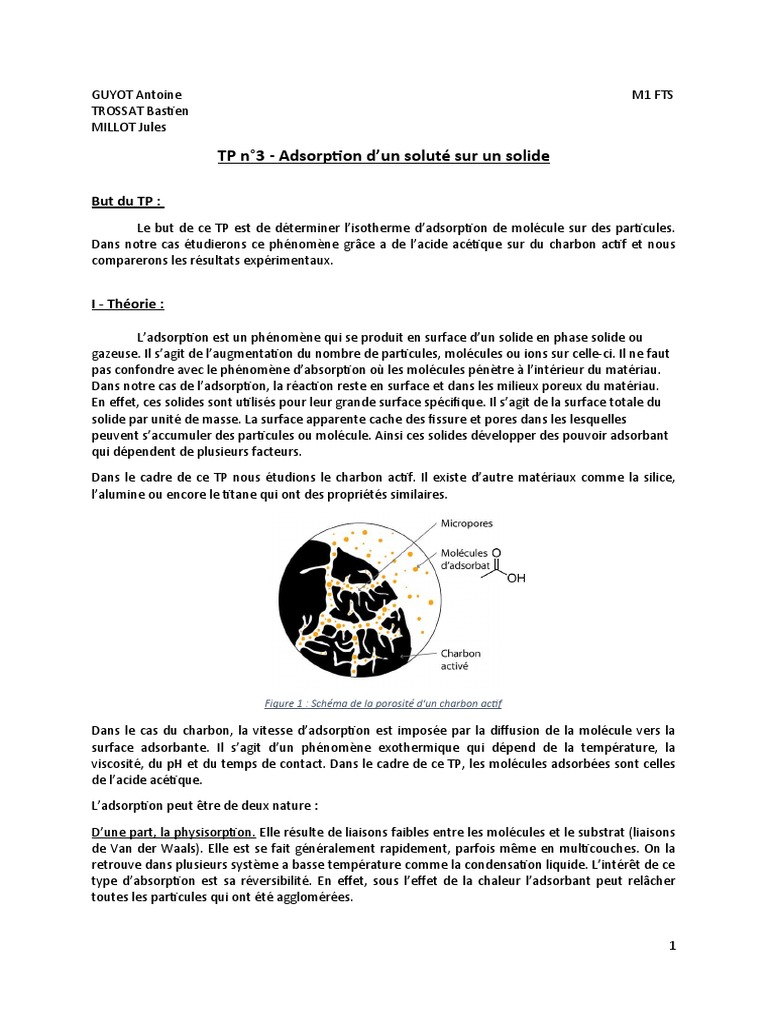 TP3 - Adsorption | PDF | Adsorption | Chimie physique