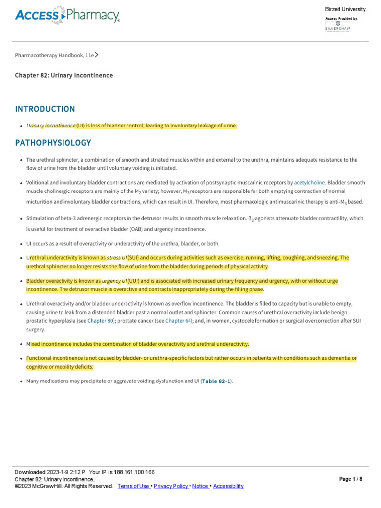 Chapter 82 Urinary Incontinence | PDF | Urinary Incontinence | Urination