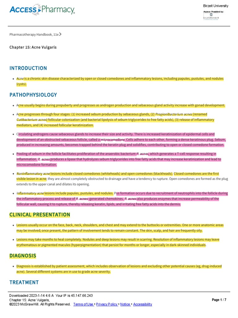 Chapter 15 Acne Vulgaris | PDF | Dermatology | Pharmacology