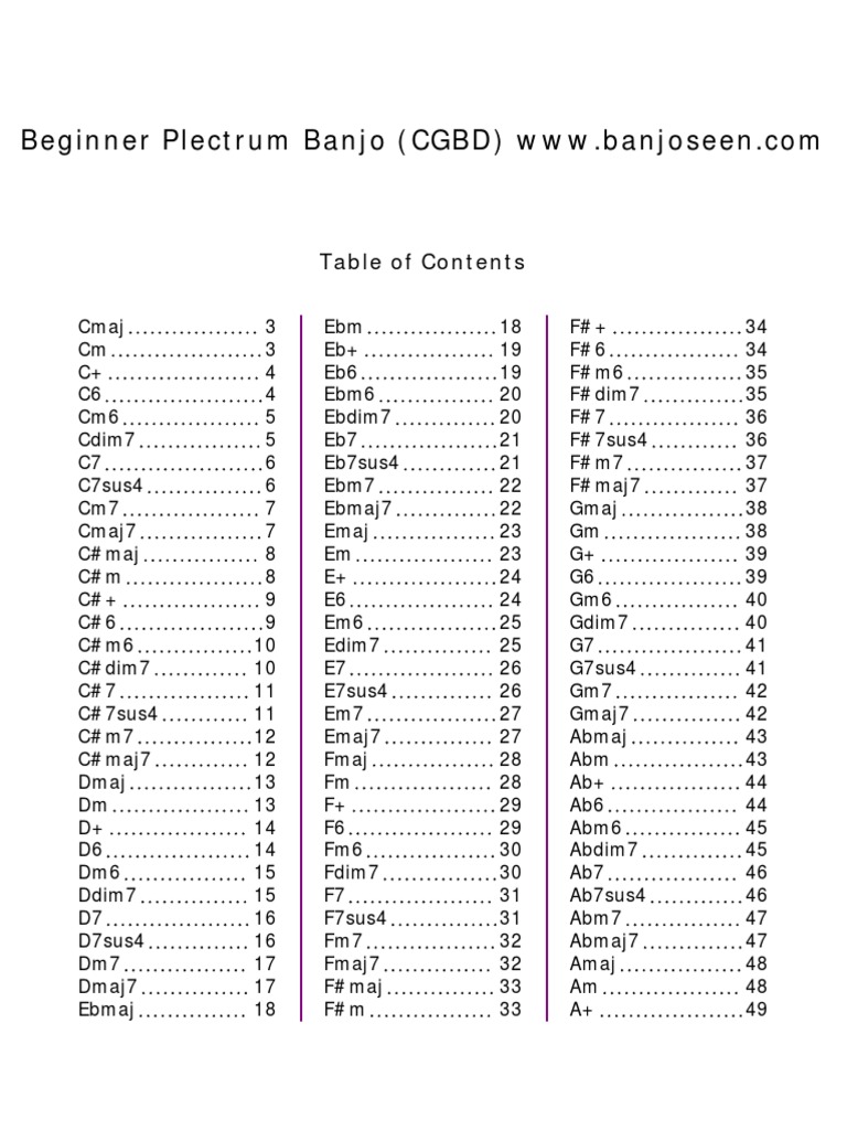 Beginner Plectrum Banjo Chords Guide | PDF | Chess | Chess Theory