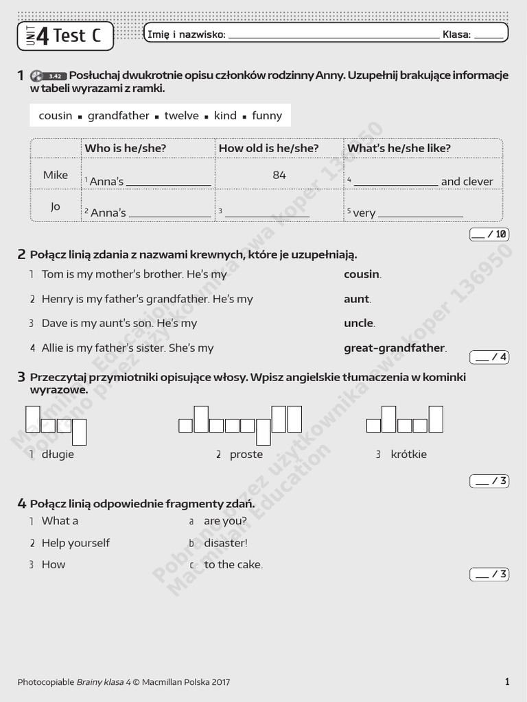 Brainy kl4 Unit Test 4 Dyslexia | PDF