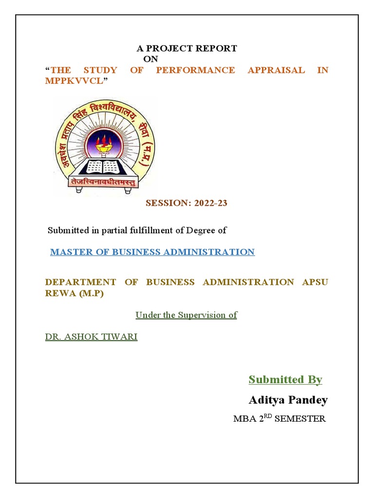 Aditya Pandey Performance Appraisal Project Report | PDF | Sampling (Statistics) | Performance ...