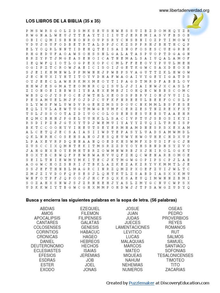 La Biblia 35 X 35 Sopa de Letras | PDF | Libros del Antiguo Testamento ...