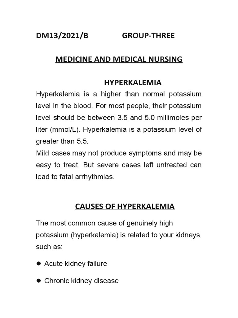 Hyperkalemia | PDF | Heart | Clinical Medicine