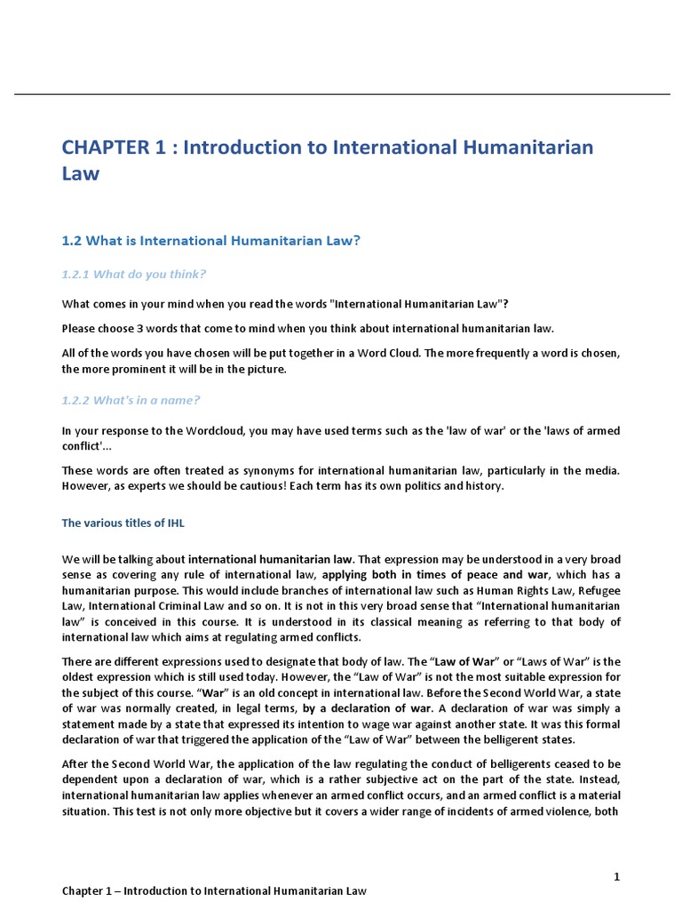 IHL - Chapter One | PDF | International Humanitarian Law | Geneva ...