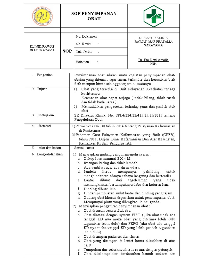 Sop Penyimpanan Obat | PDF