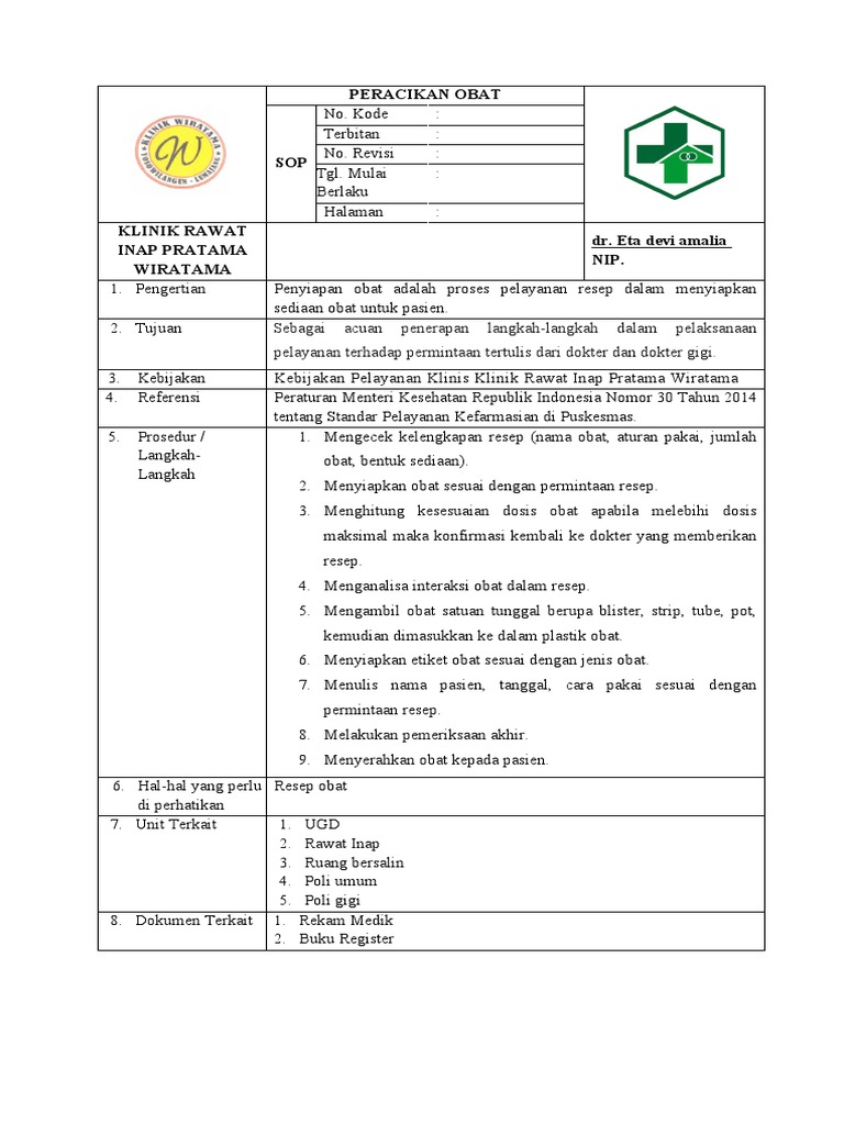 Sop Peracikan Obat | PDF