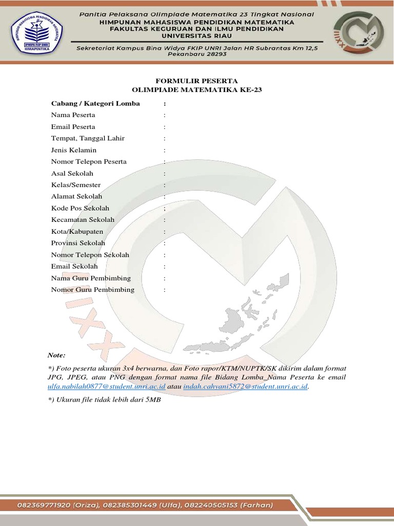 Format Formulir Peserta Offline | PDF | Ilmu Sosial