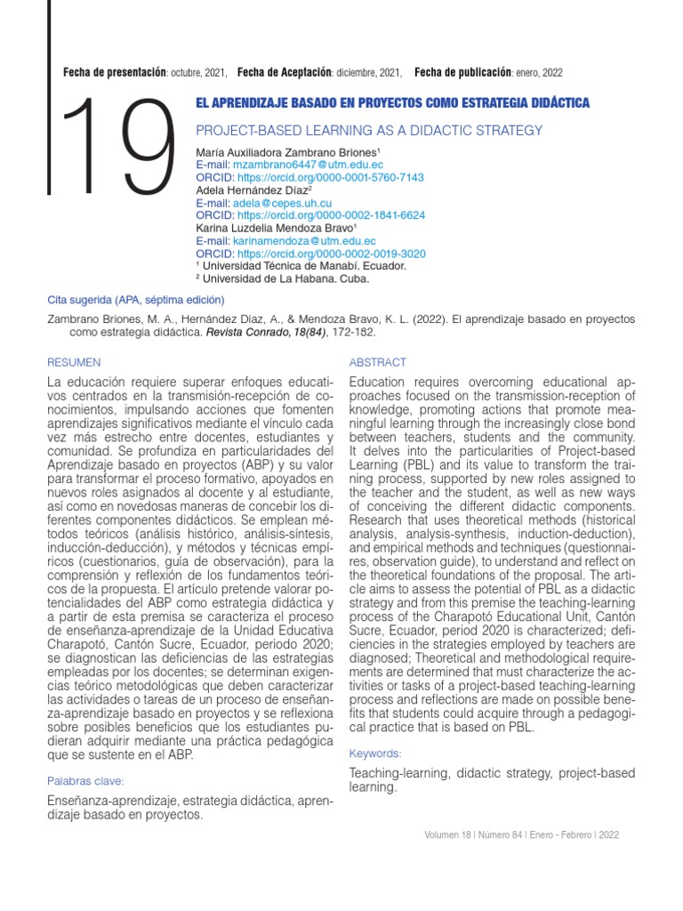 El aprendizaje basado en proyectos como estrategia didáctica: Un análisis del proceso de ...