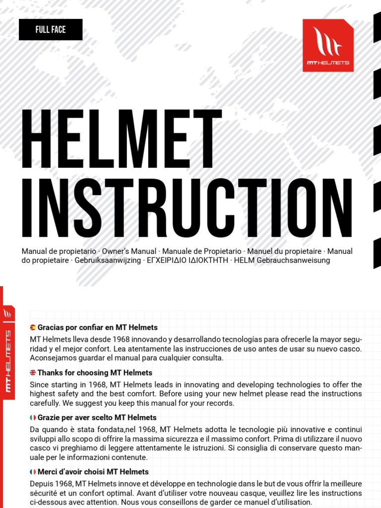 MT Helmets - Full Face User Manual | PDF | Motocyclisme