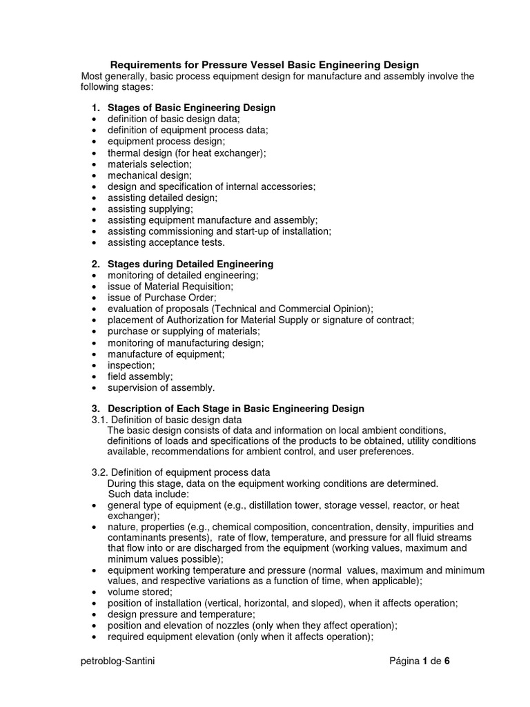 Requirements For Pressure Vessel Basic Engineering Design | PDF | Heat ...