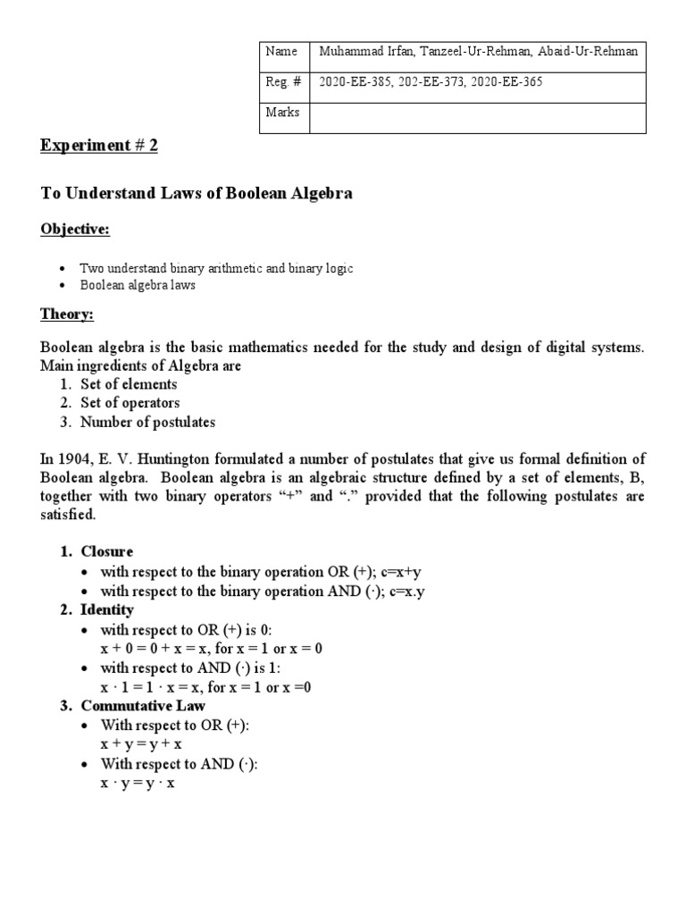 Lab 2 Solved | PDF | Algebra | Boolean Algebra