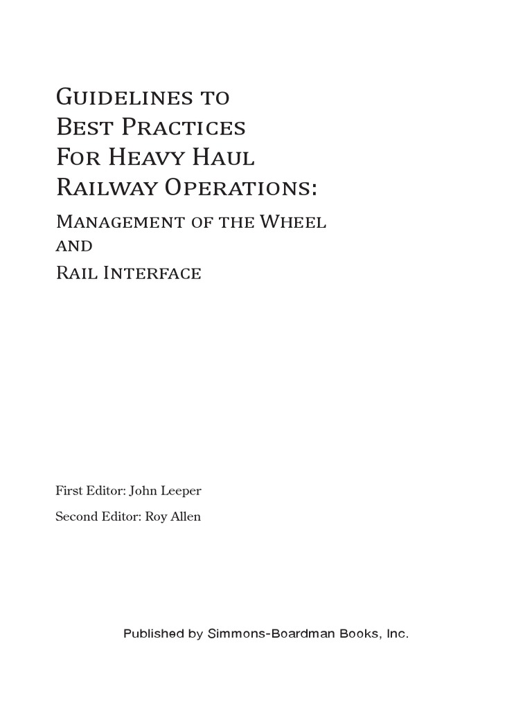 Guidelines To Best Practices For Heavy Haul Railway Operations | PDF ...