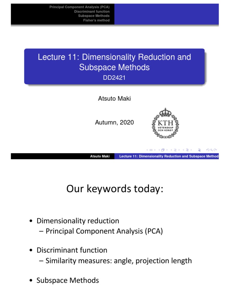 Lecture 11 Dimensionality Reduction | PDF | Principal Component ...