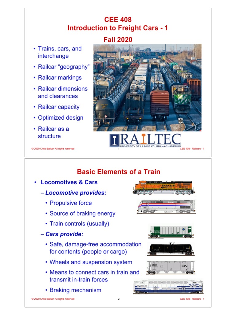 CEE 408-12 Railcars 1 - Freight Car Basics-2020 | PDF | Train | Bending