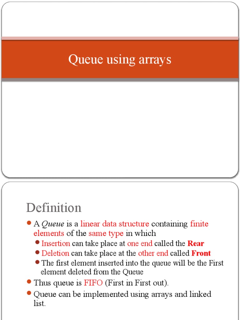 04 Queue Using Arrays Bcs B Pdf Queue Abstract Data Type Programming Paradigms