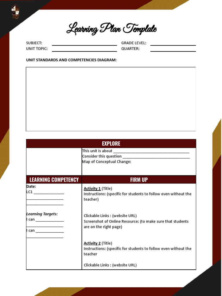 PEAC - Learning Plan Template | PDF | World Wide Web | Internet & Web