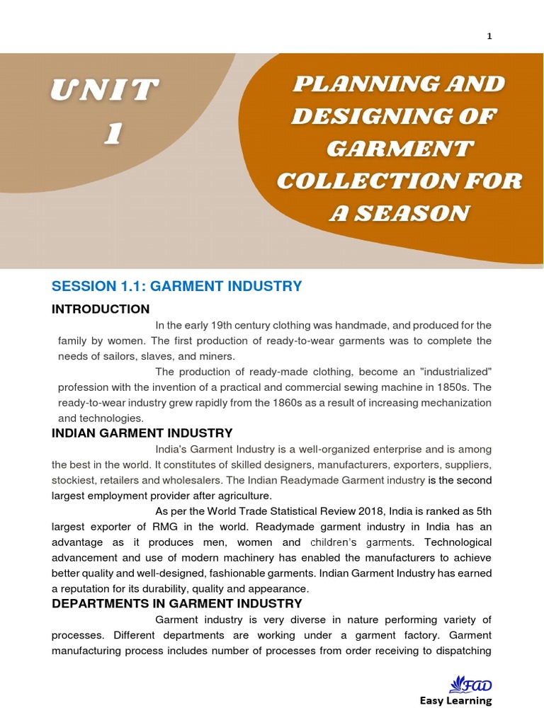 Unit 1 - Planning and Designing Garment Collection For A Season | PDF ...