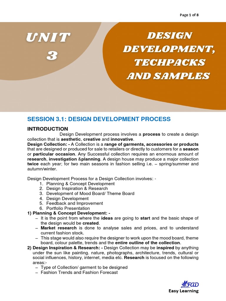 Unit 3 - Design Development, Techpack & Samples | Download Free PDF | Fashion | Design