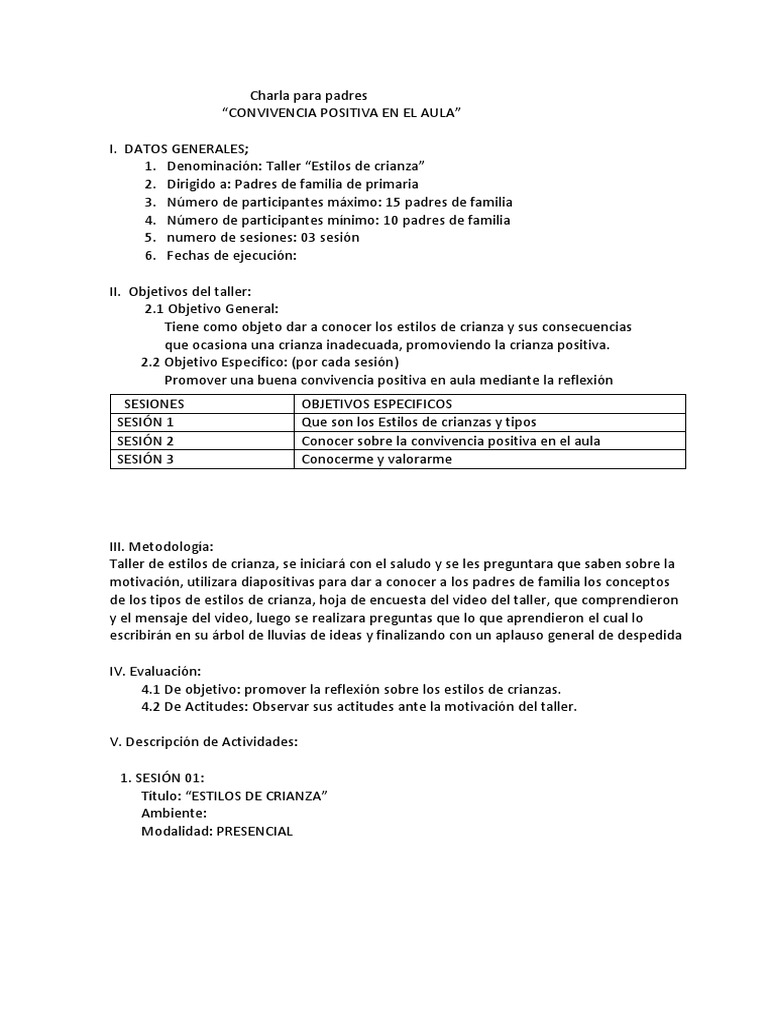 Charla de Padres | PDF